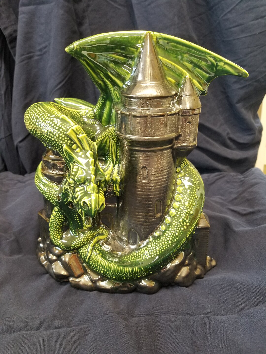 Hand Painted Ceramic Castle With Dragon - Etsy