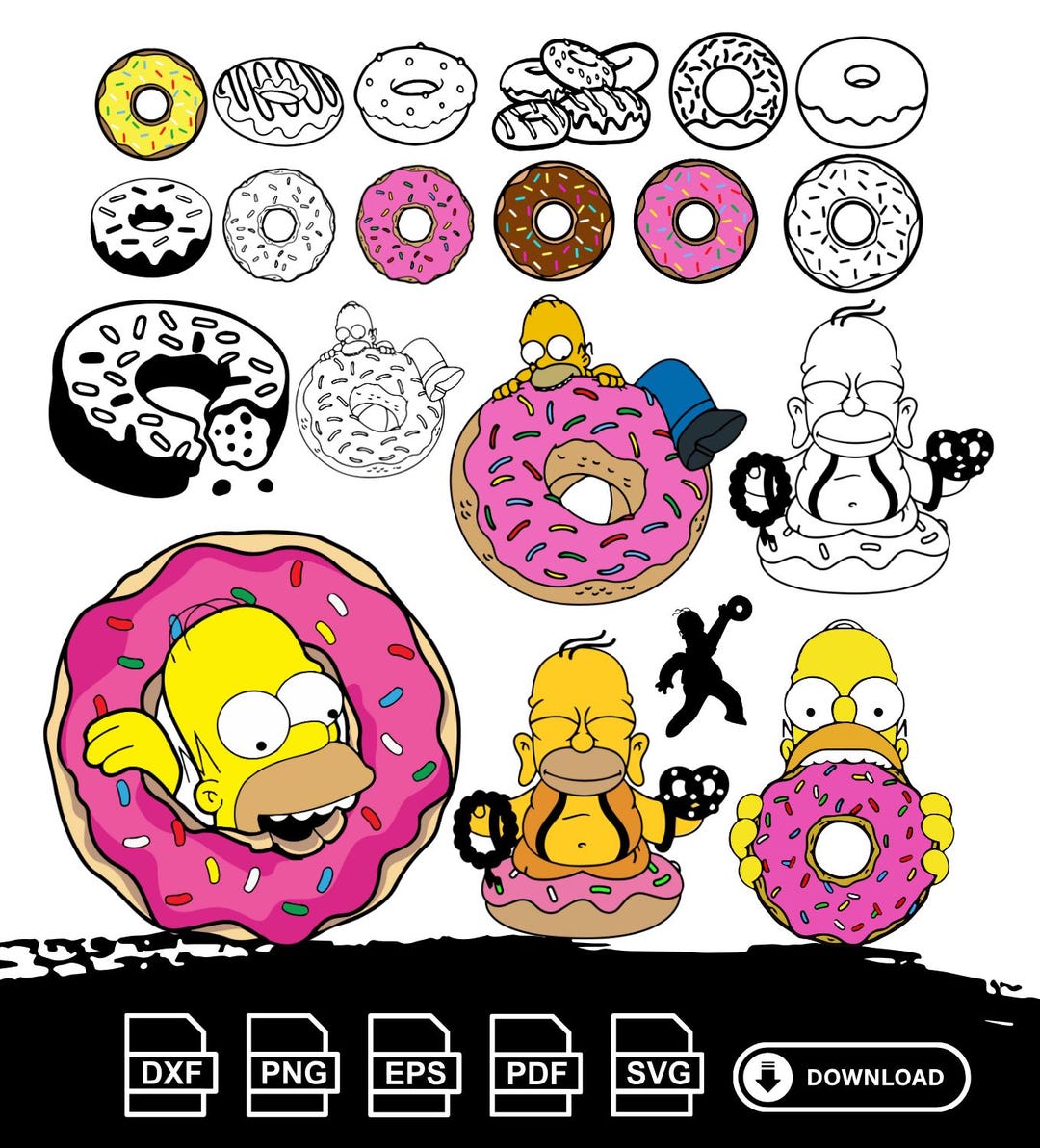 Simpsons Donut SVG Bundle Clipart, Svg File for Cricut, Digital ...