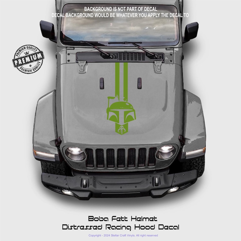 Boba Fett Helmet Hood Decal – Distressed Racing Stripes Vinyl Graphic ...