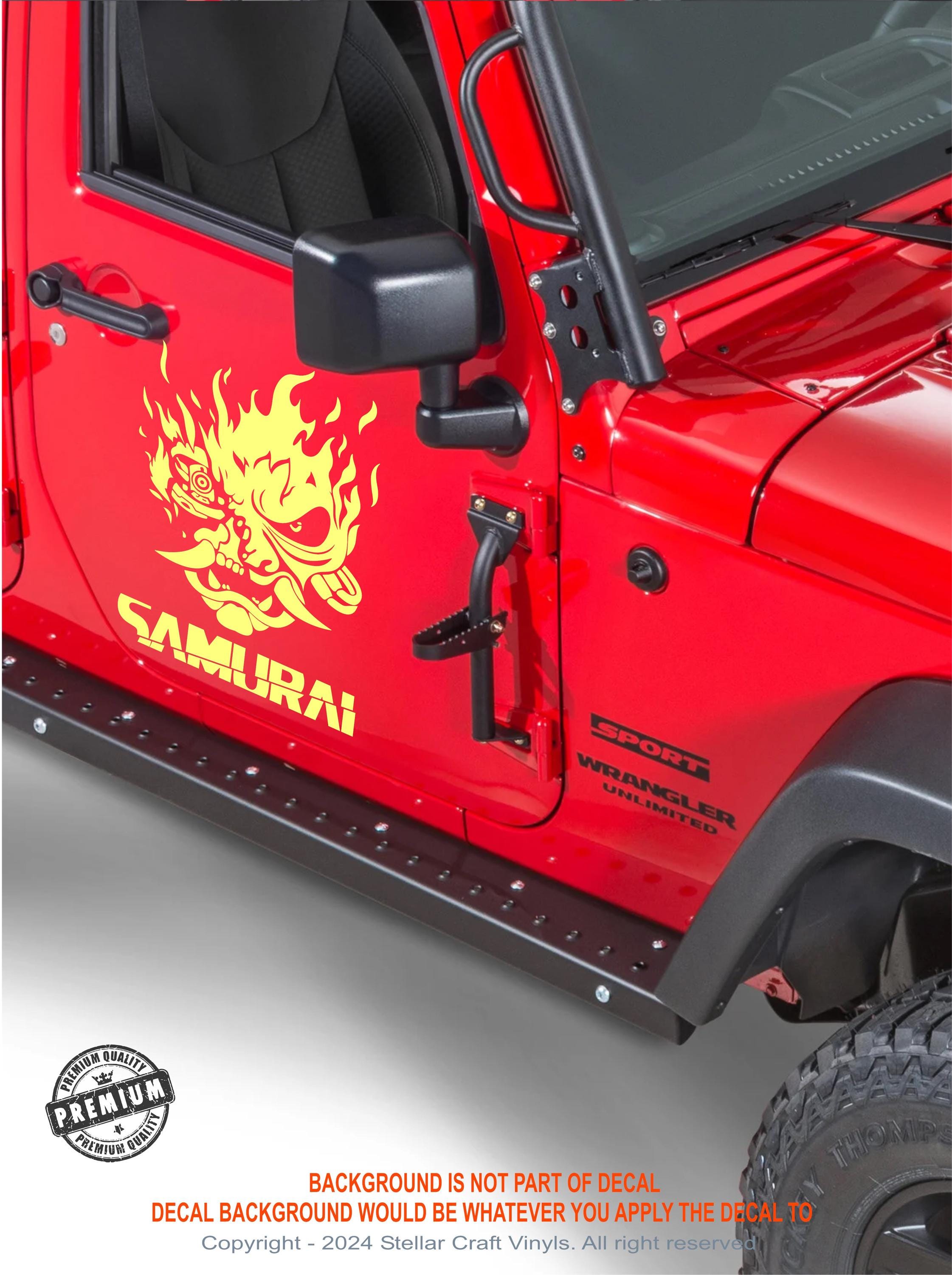 Samurai Cyberpunk Oni in Flames Hood / Door Any Surface Decal Includes ...