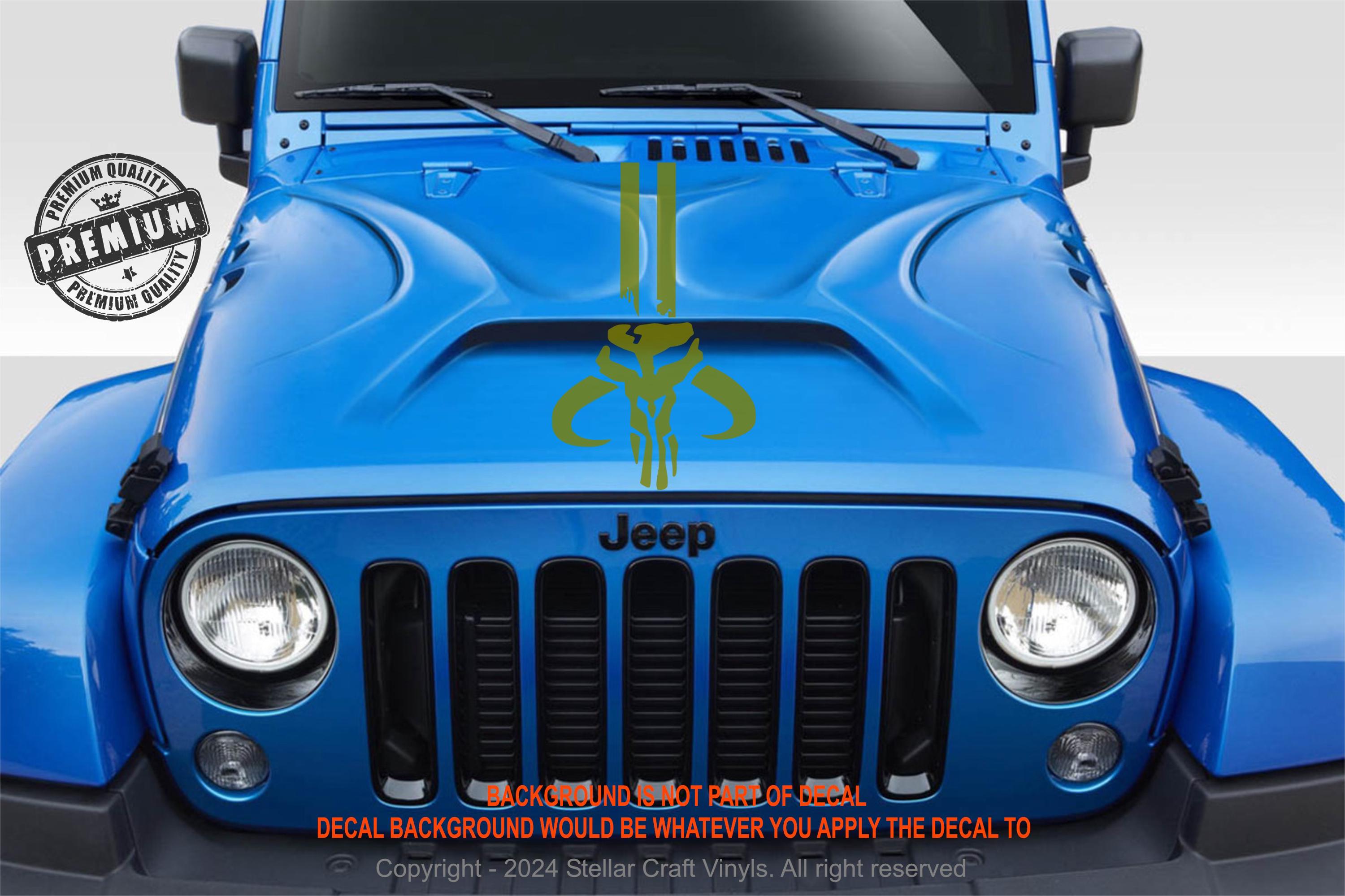 Mythosaur Skull Hood Decal – Distressed Stripes, Car Truck SUV Graphics ...