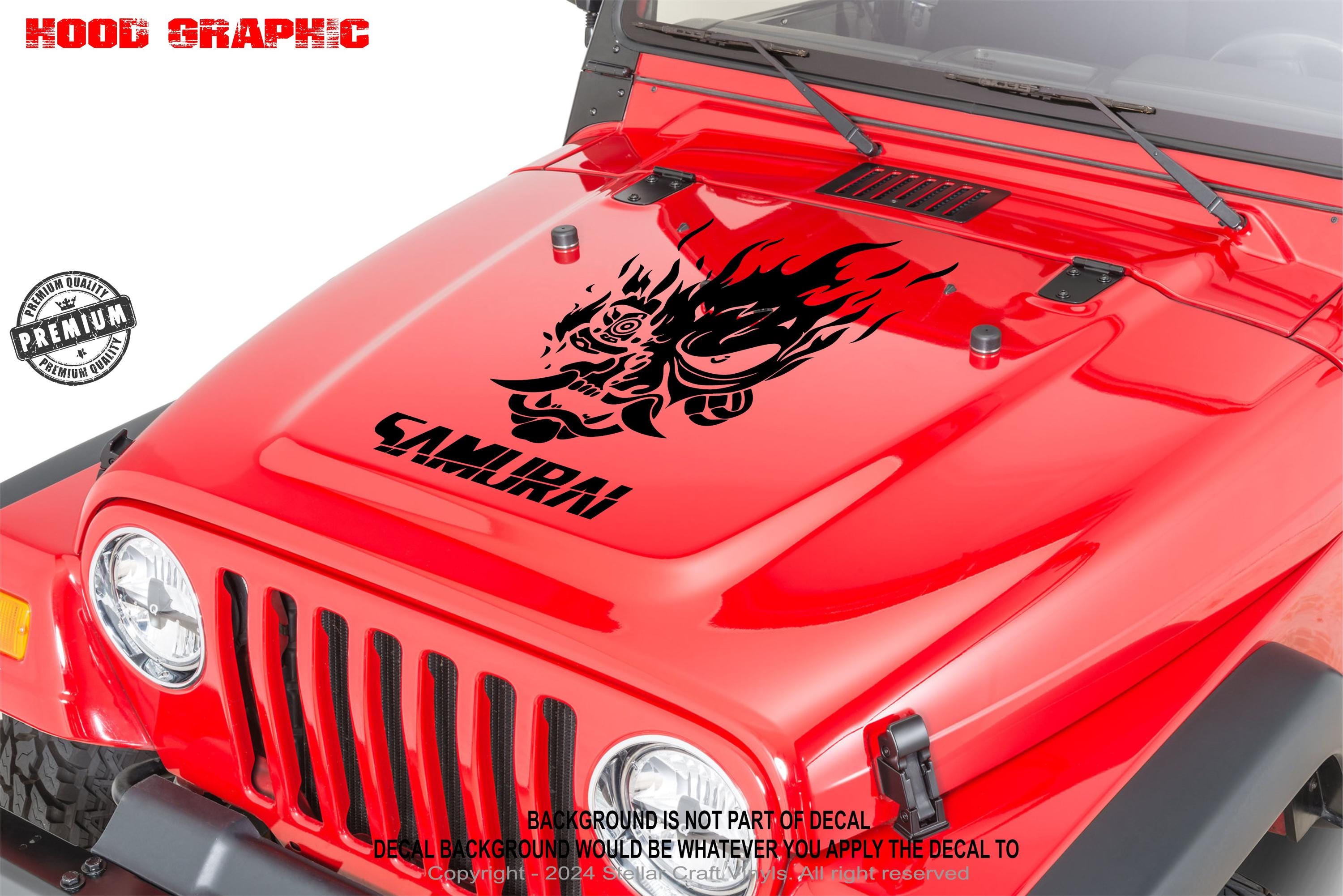 Samurai Cyberpunk Oni in Flames Hood / Door Any Surface Decal Includes ...