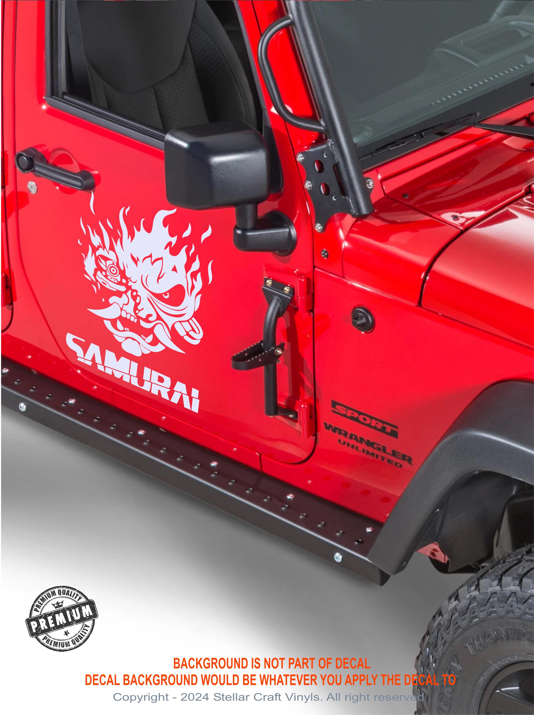Samurai Cyberpunk Oni in Flames Hood / Door Any Surface Decal Includes ...