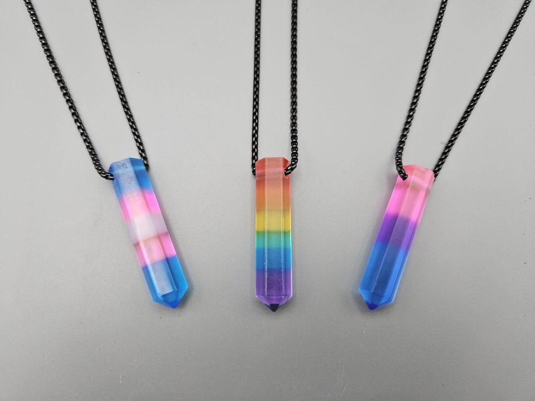 Handmade LGBTQ+ Pride Pendant – Epoxy Resin Necklace Featuring Rainbow ...