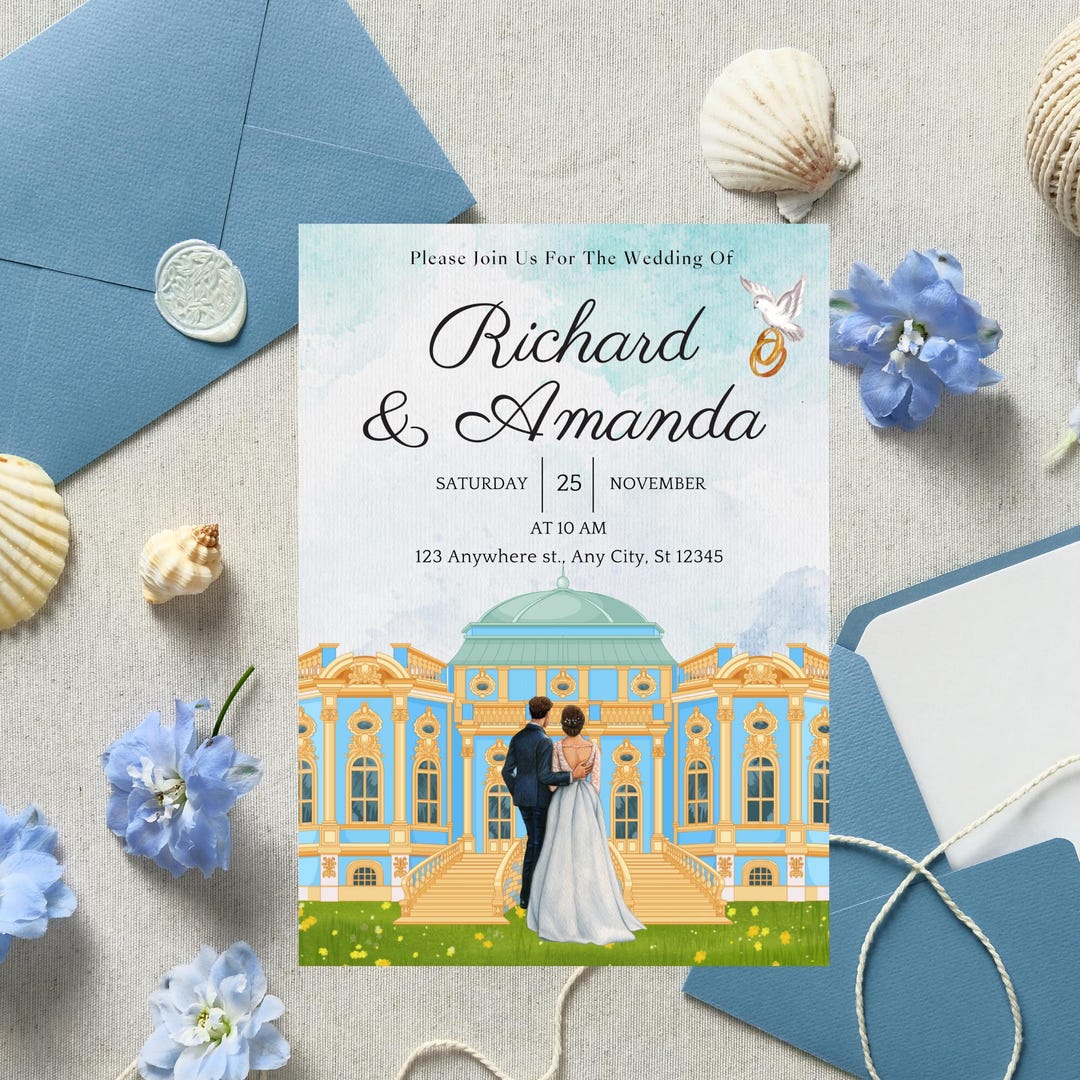 Royal Palace Wedding Invitation Template I Digital Templates I Editable ...