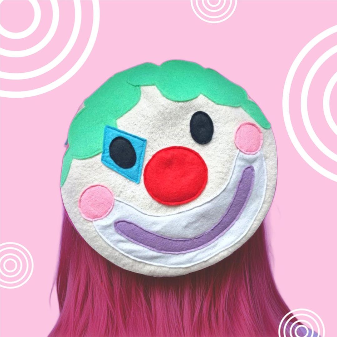 Hand-sewn Clown Face Beret Whimsical Clowncore Hat Fun & Colourful ...