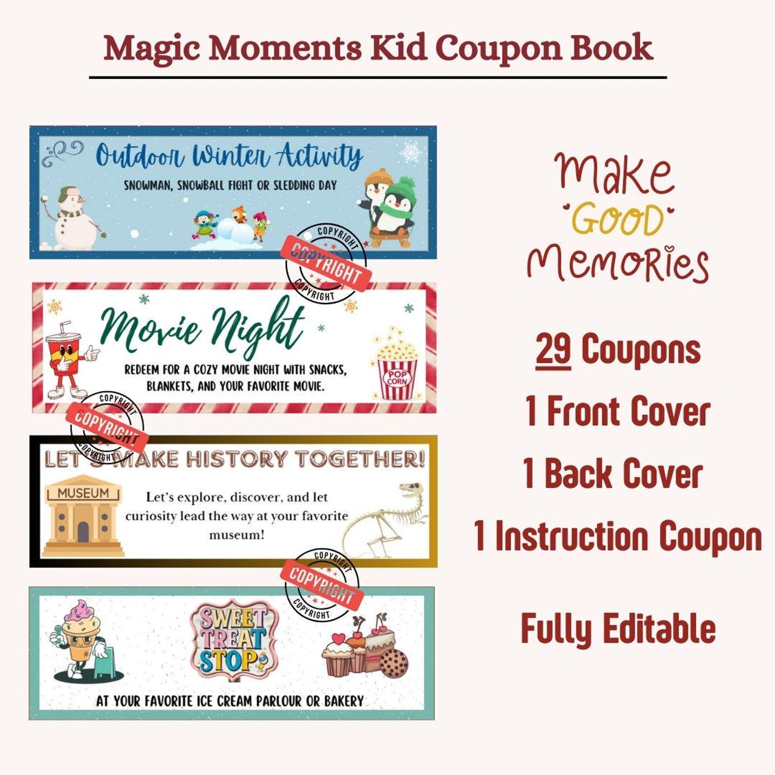 Kid Coupon Book, Valentines Coupon Book for Kids- Kid Birthday Coupons ...