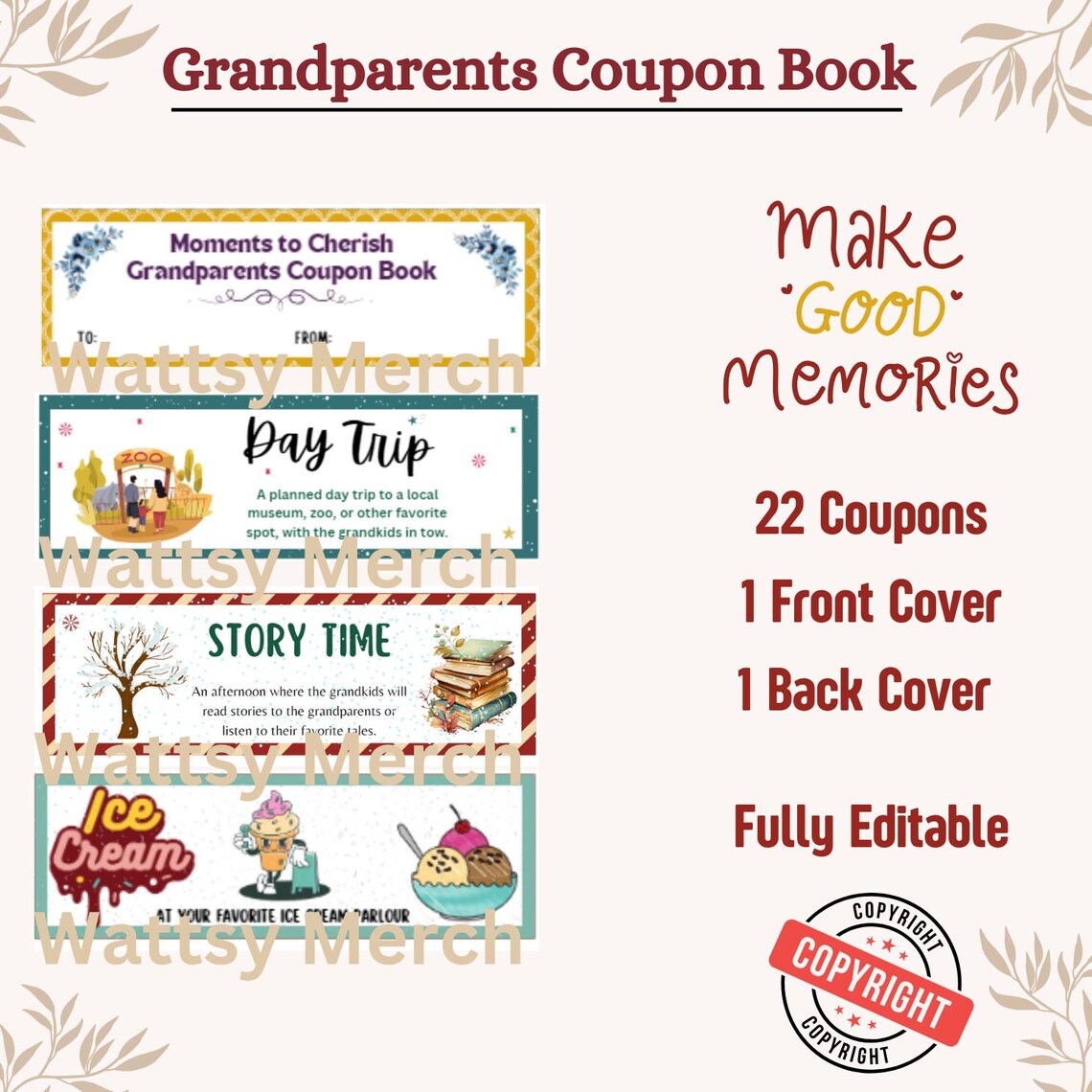Grandparents Coupon Book, Summer Coupon Book, Fathers Day for Grandpa ...