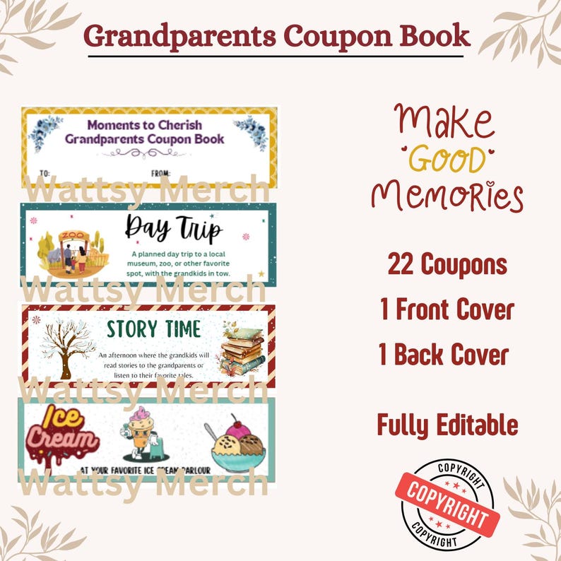 Grandparents Coupon Book, Valentines Coupon Book for Grandparents ...