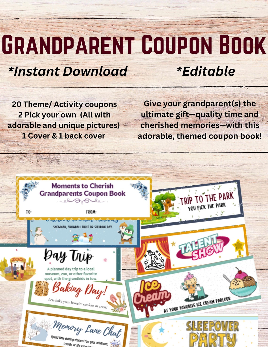 Grandparents Coupon Book, Valentines Coupon Book for Grandparents ...
