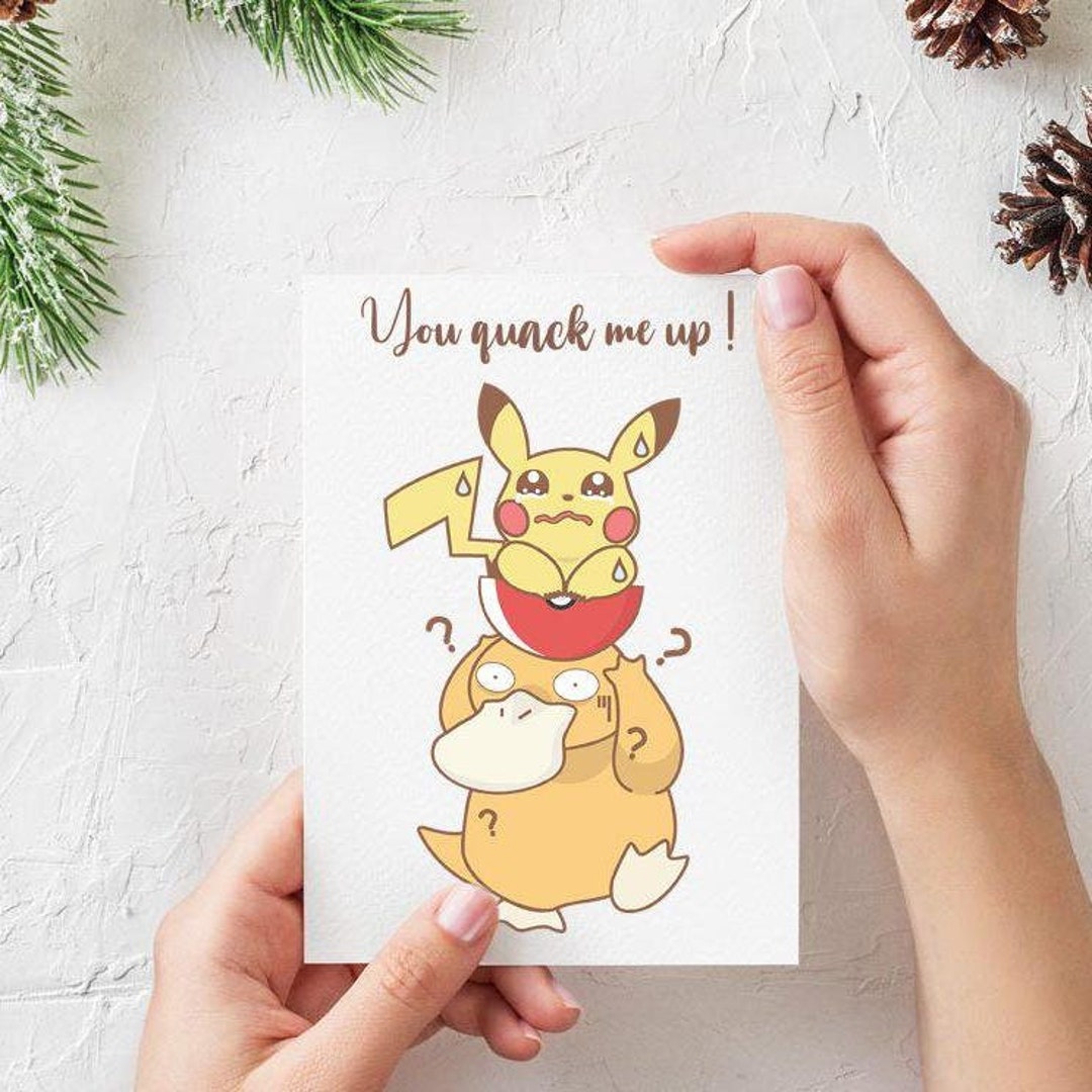 Pikachu & Psyduck Pokemon Birthday Card Cute A5 Anniversary Wedding ...