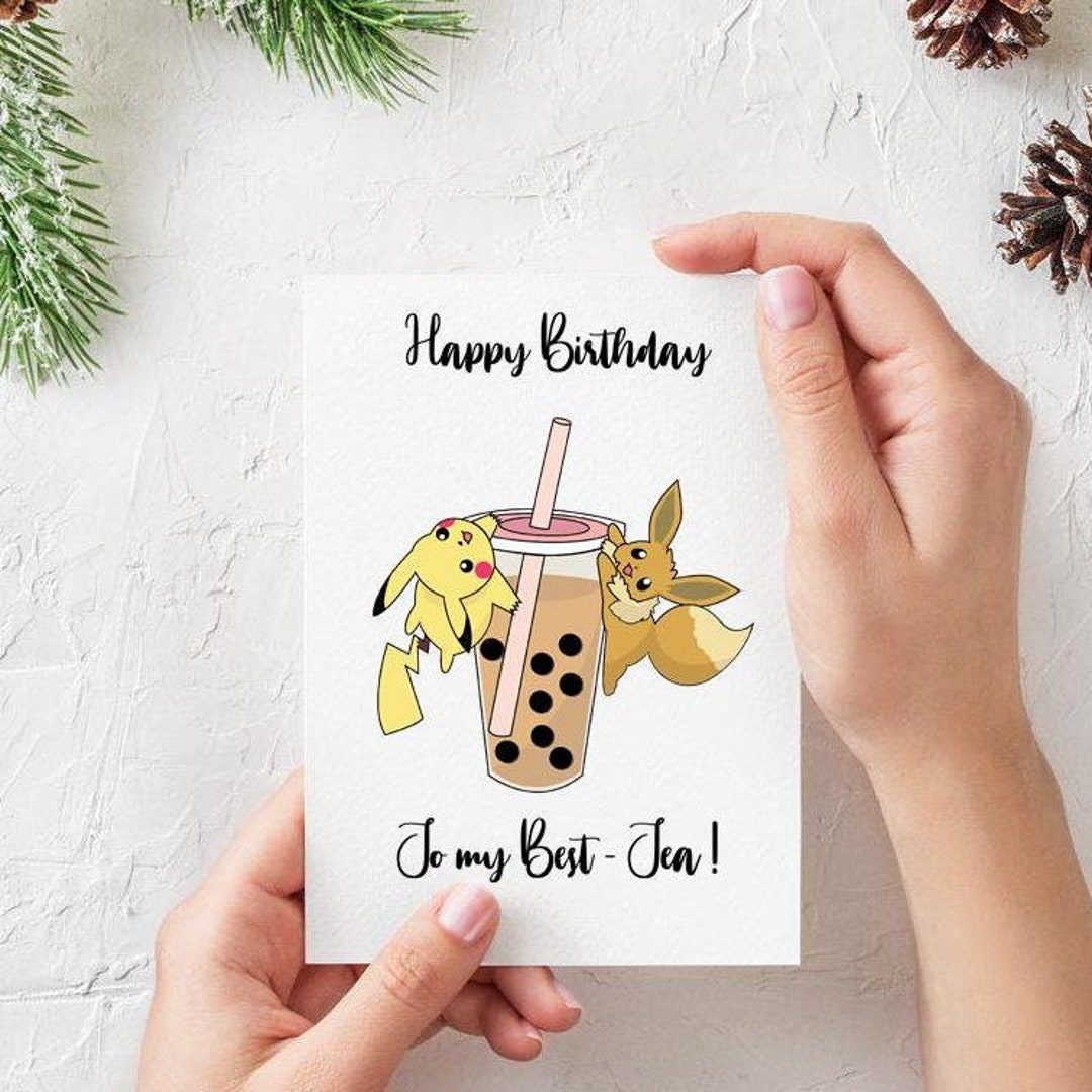 Pokemon Pikachu Eevee A5 Greeting Card High Quality Happy Birthday ...
