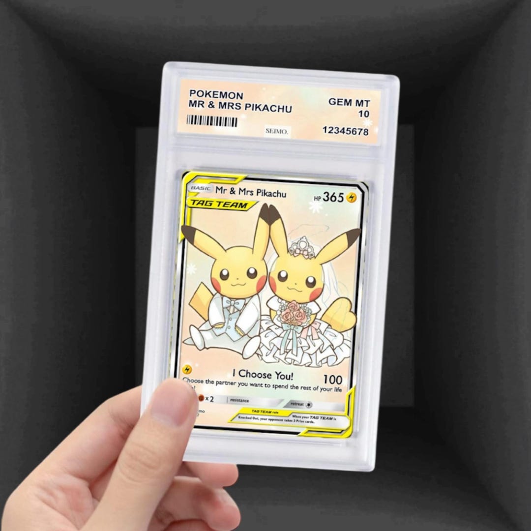 Custom Pokemon Slab Trading Card Pikachu Wedding Proposal Bride Groom ...