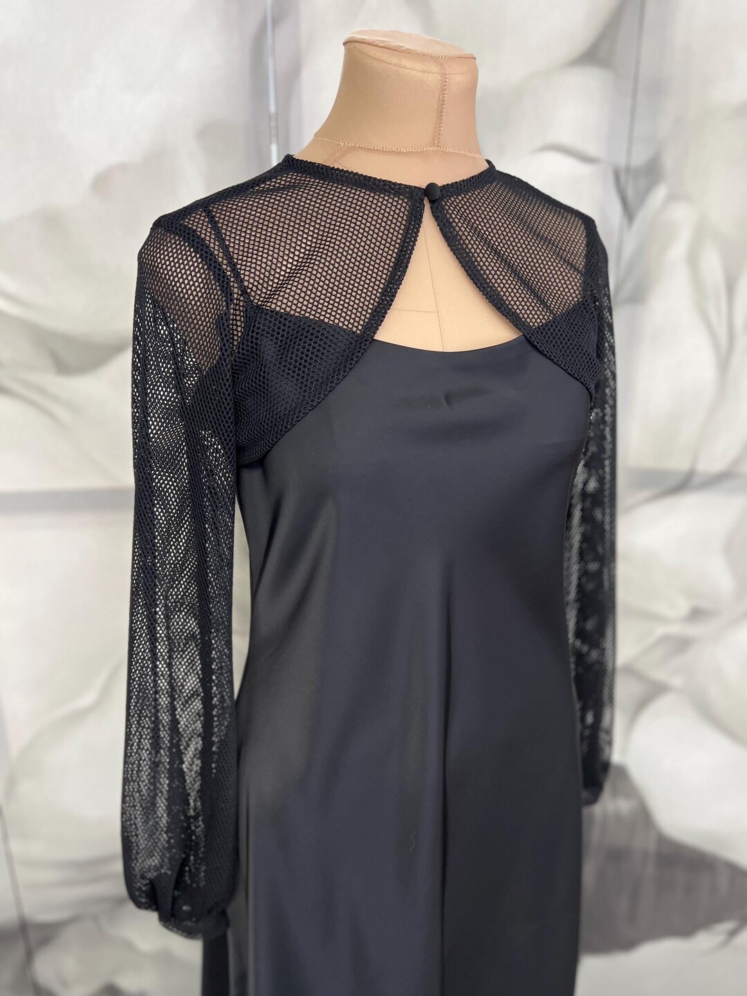 Black Silk Maxi Dress Slouchy Cut Long Dress Made of Heavy Double-sided ...