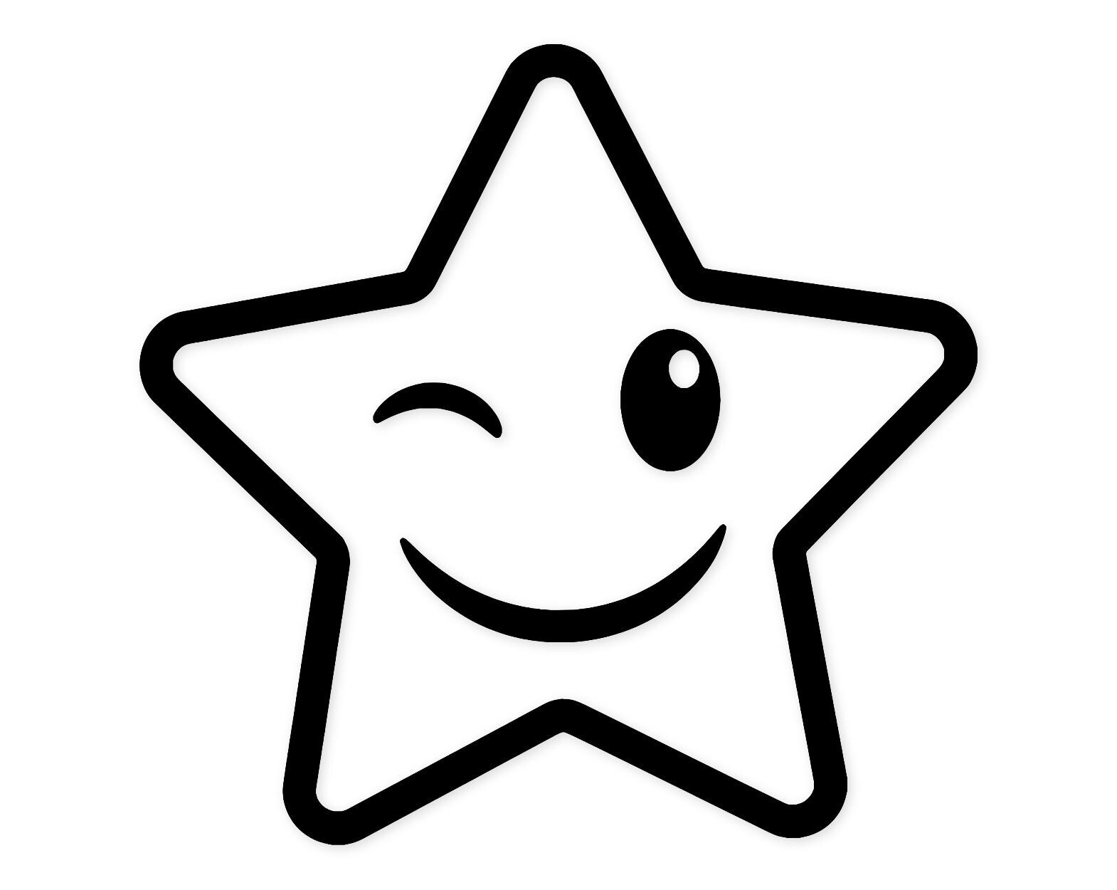 Winking Star Svg Png: Bold Clean Outline for Cricut - Etsy