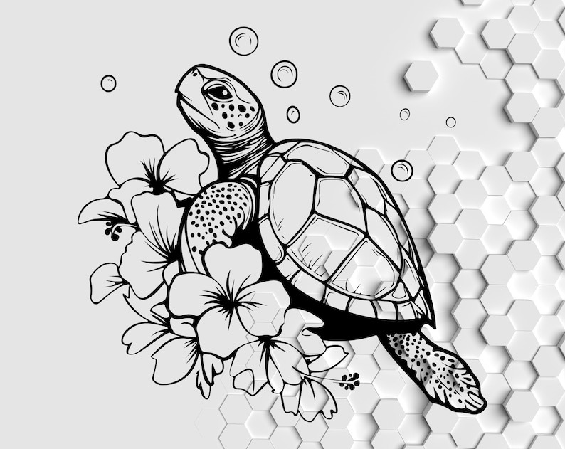 Sea Turtle SVG & PNG - Elegant Line Art for Crafting, T-shirts, and ...