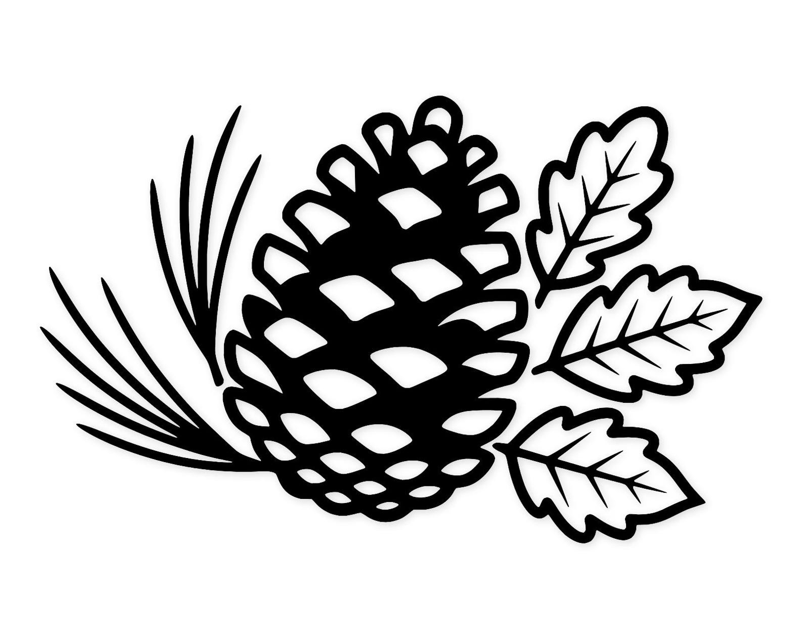 Pine Cone With Leaves Svg Png: Bold Lines Cut File for Nature Projects ...