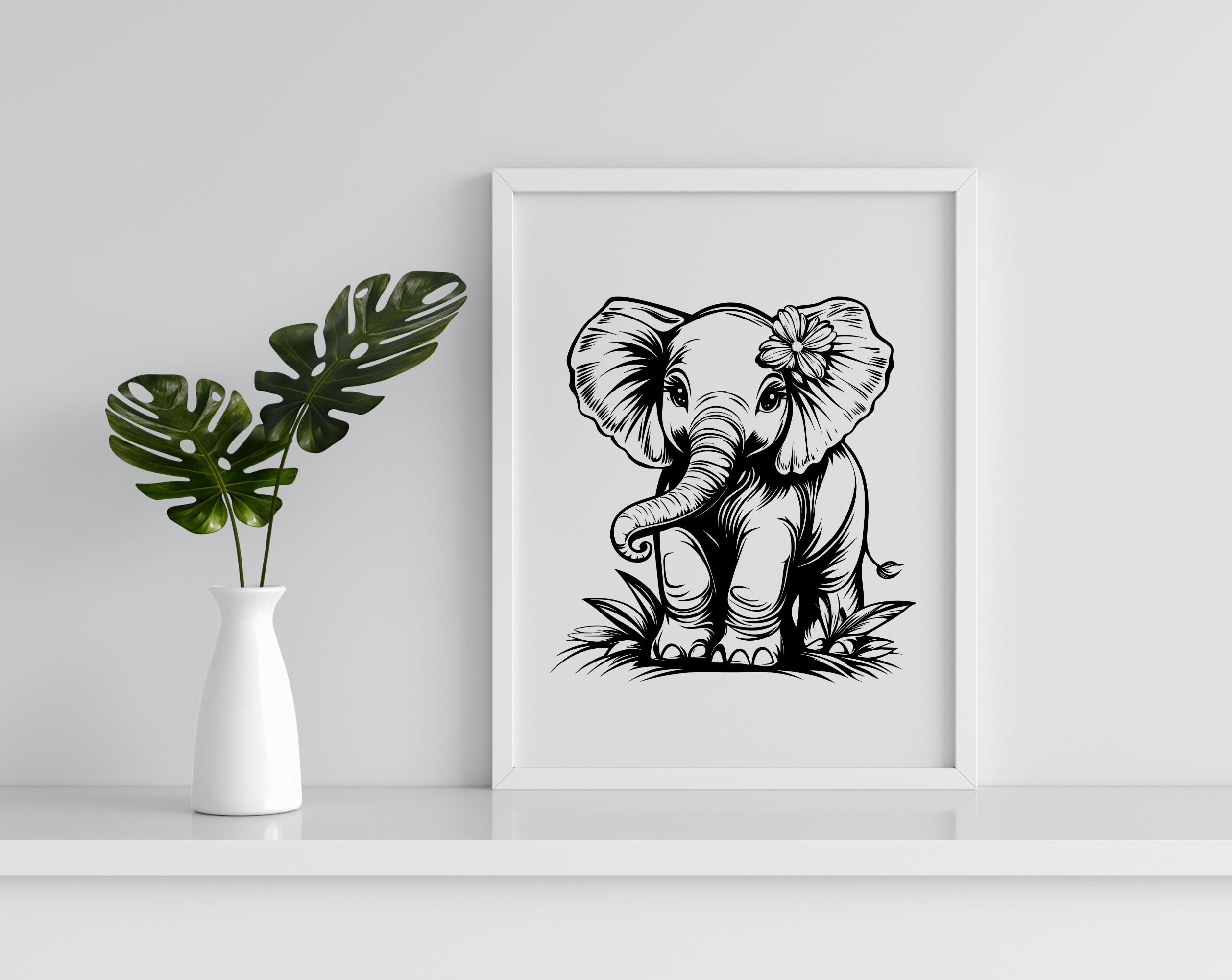 Floral Elephant Svg, Cute Elephant With Flowers SVG, Boho Elephant Cut ...
