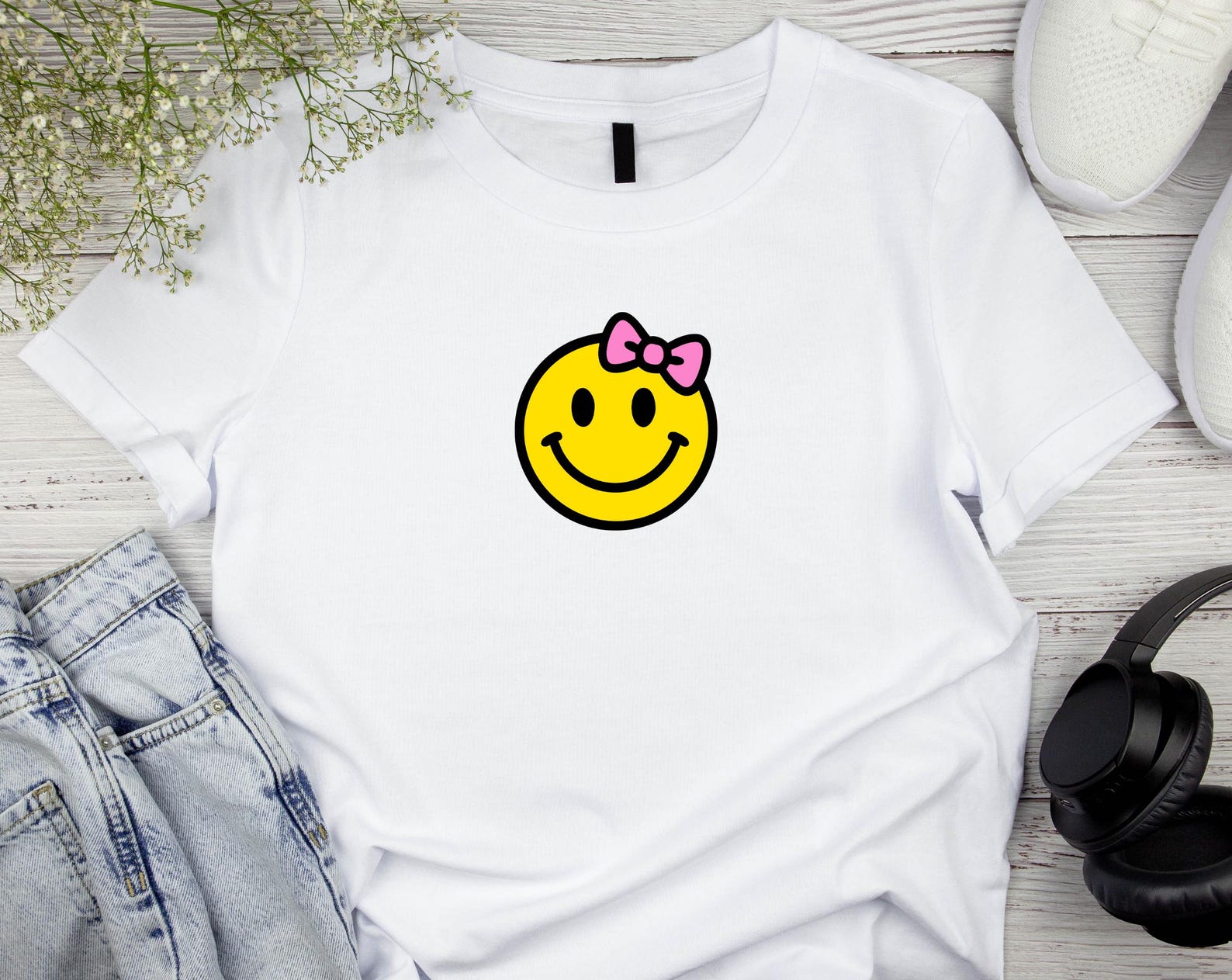 Layered Smiley Face With Bow SVG PNG, Cute Girl Emoji Cricut File ...
