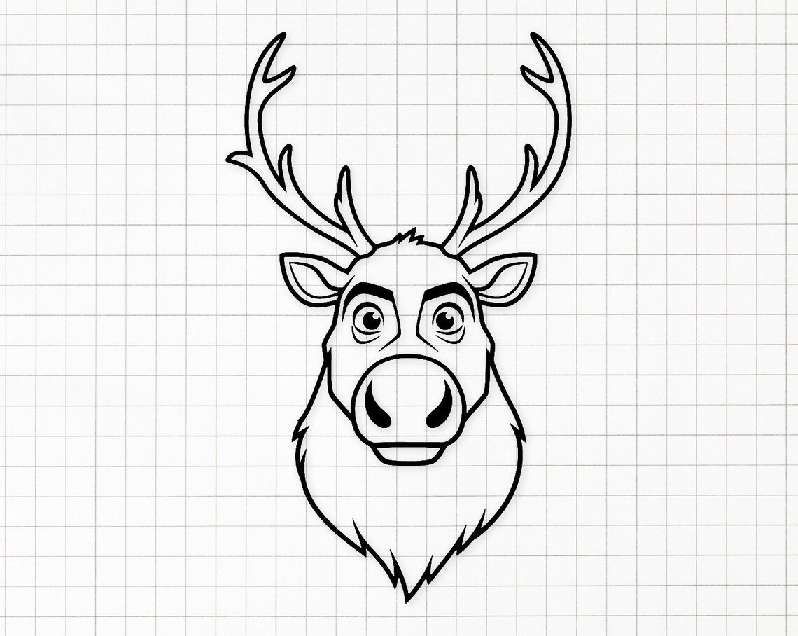 Sven Reindeer Outline Svg: Bold Design for Holiday Crafts - Etsy