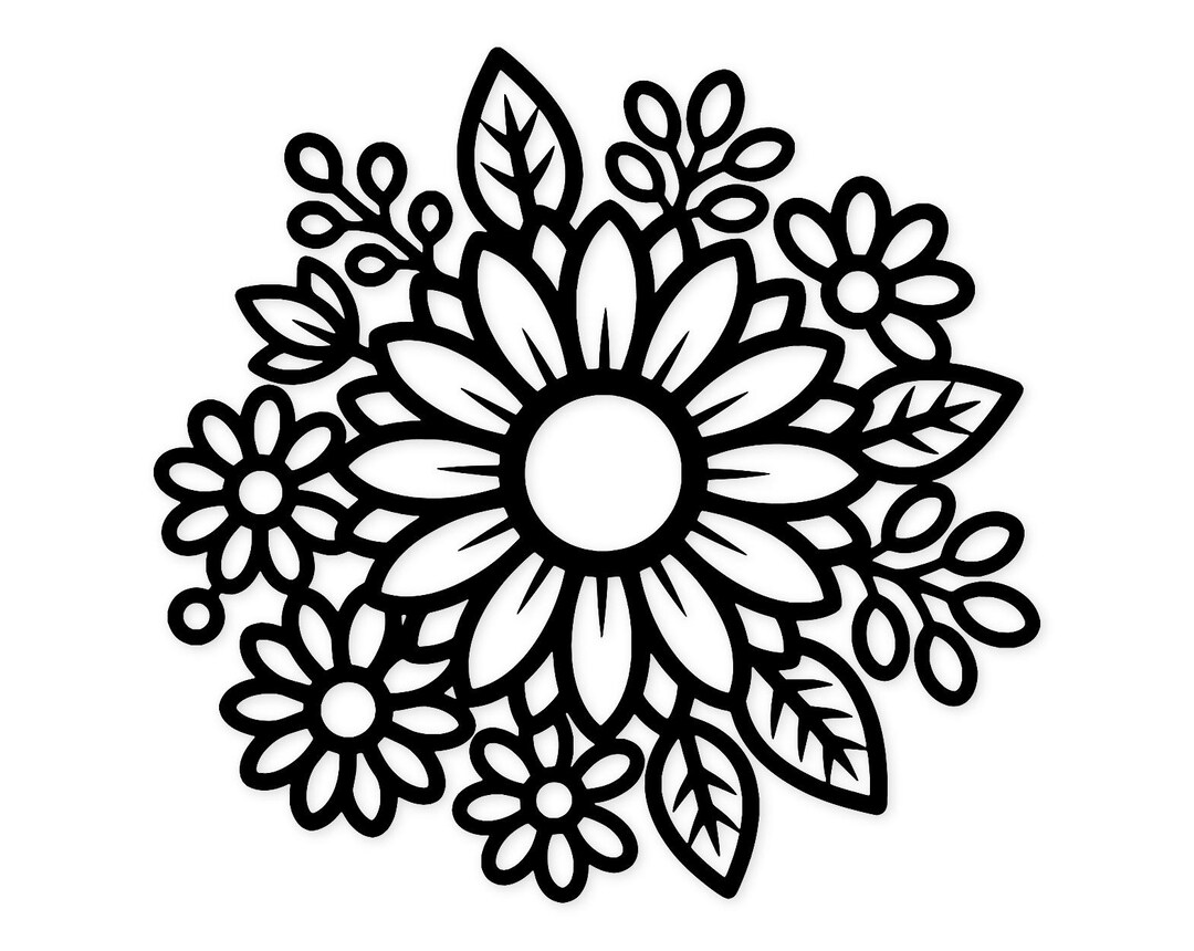 Bouquet With Sunflower Svg Png: Bold Floral Design for Crafts - Etsy