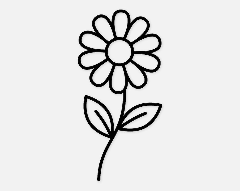 Daisy Outline Svg Png: Clean Bold Cut File for Crafts - Etsy