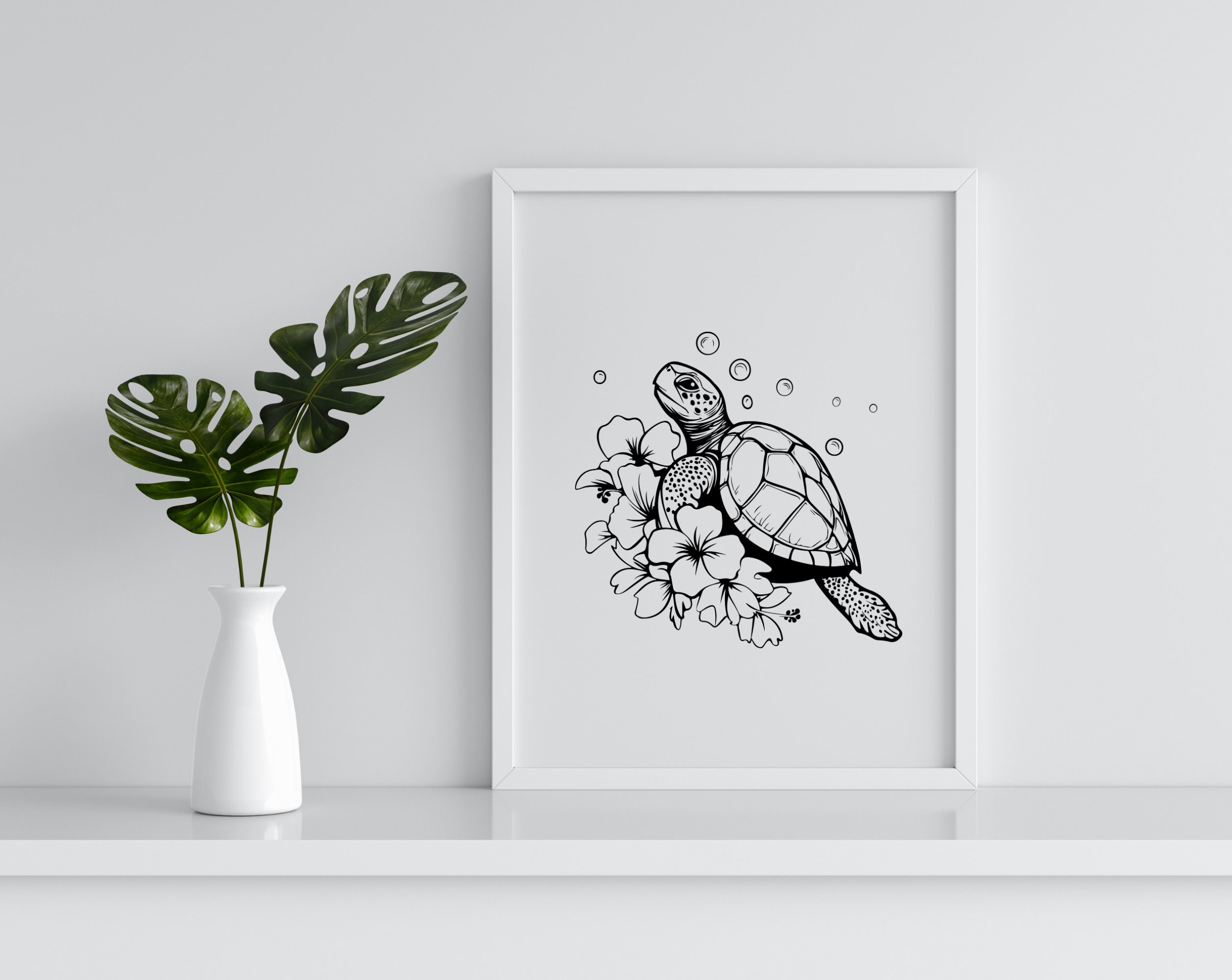 Sea Turtle SVG & PNG - Elegant Line Art for Crafting, T-shirts, and ...