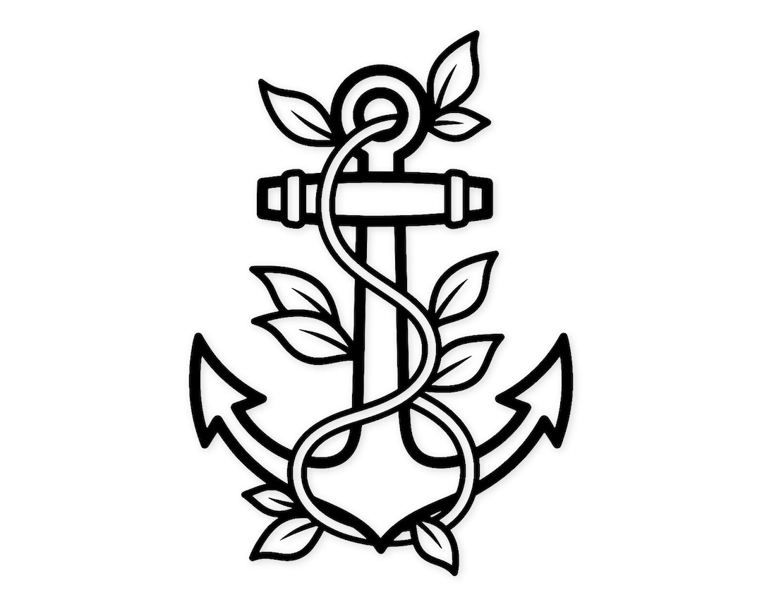 Anchor With Leaves Svg Png: Bold Nature Design for Projects - Etsy
