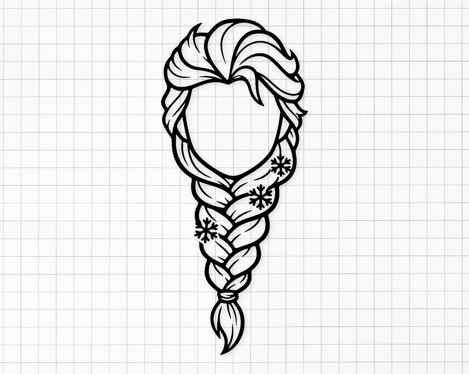 Elsa's Braided Hair Svg: Bold Line Art for Cricut and Silhouette - Etsy