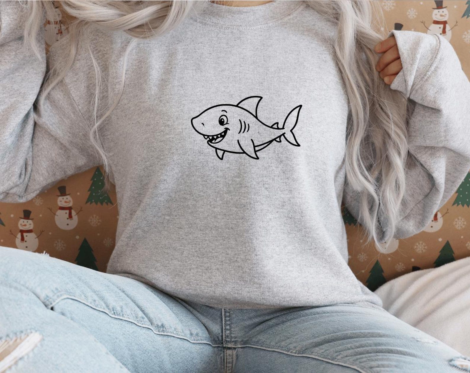 Cute Shark SVG PNG | Smiling Baby Shark Clipart | Ocean Animal Line Art ...