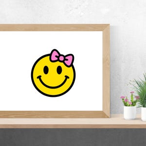 Layered Smiley Face With Bow SVG PNG, Cute Girl Emoji Cricut File ...