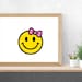 Layered Smiley Face With Bow SVG PNG, Cute Girl Emoji Cricut File ...