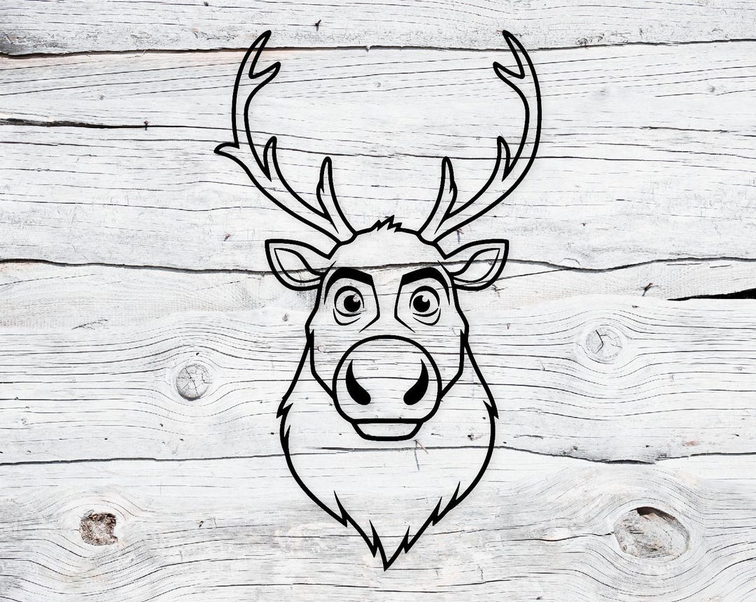 Sven Reindeer Outline Svg: Bold Design for Holiday Crafts - Etsy