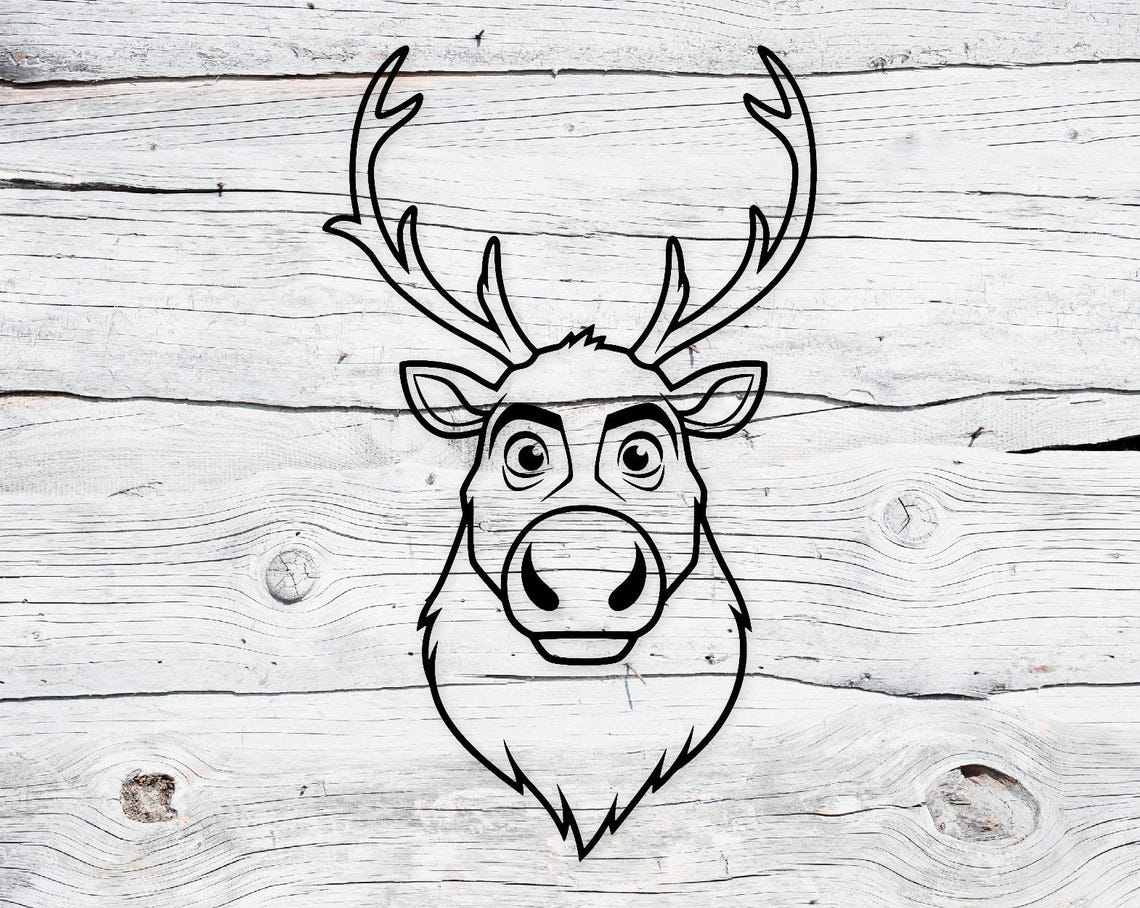Sven Reindeer Outline Svg: Bold Design for Holiday Crafts - Etsy