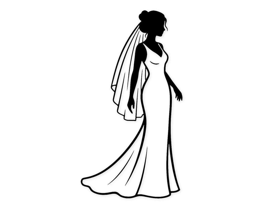 Bride Silhouette Svg Png: Elegant Cut File for Weddings - Etsy