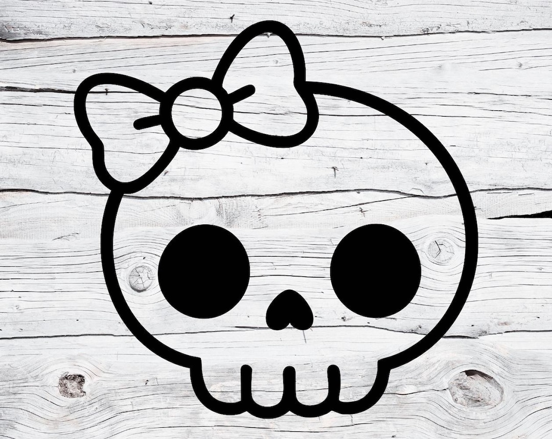 Cute Skull With Bow SVG PNG | Kawaii Girly Skull Clipart | Halloween ...