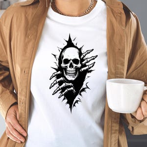 Ripped Skull SVG PNG | Skeleton Breaking Wall Clipart | Horror Skull ...