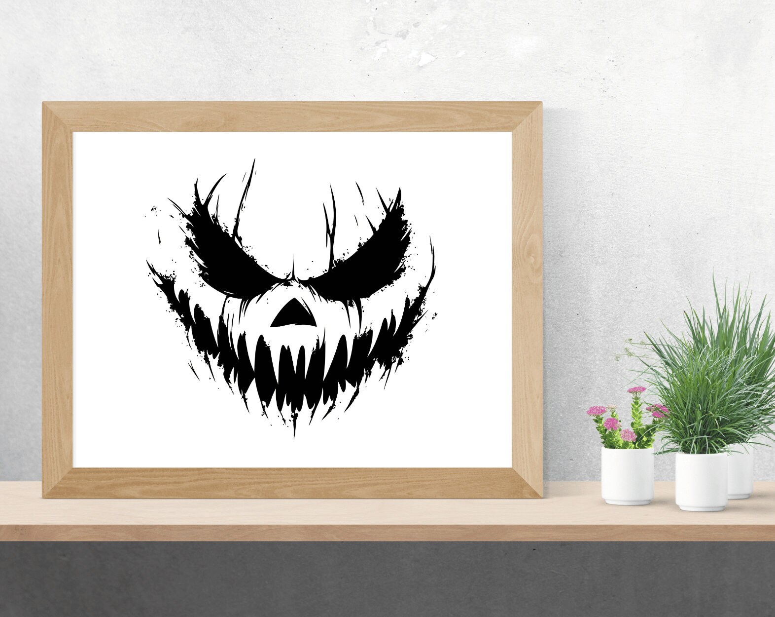 Scary Face Halloween SVG | Spooky Face Cut File | Creepy Pumpkin Face ...