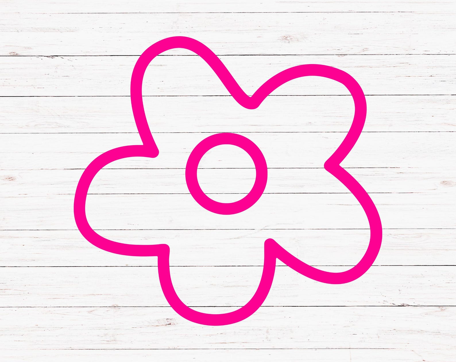 Kitty Flower Svg, Cute Flower Svg, Hot Pink Flower Svg, Flower Outline ...