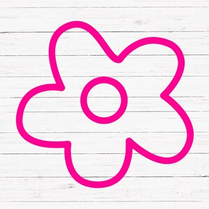 Kitty Flower Svg, Cute Flower Svg, Hot Pink Flower Svg, Flower Outline ...