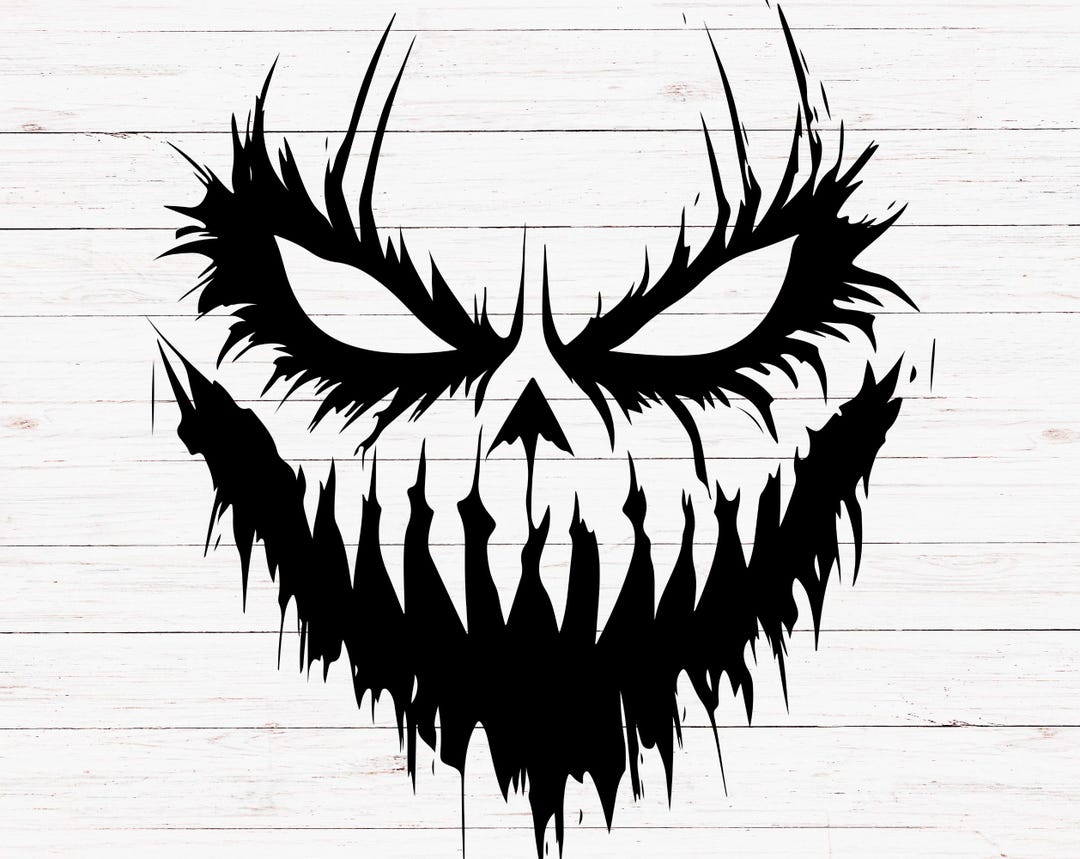 Halloween Svg, Spooky Halloween Face SVG, Eerie Halloween Silhouette ...