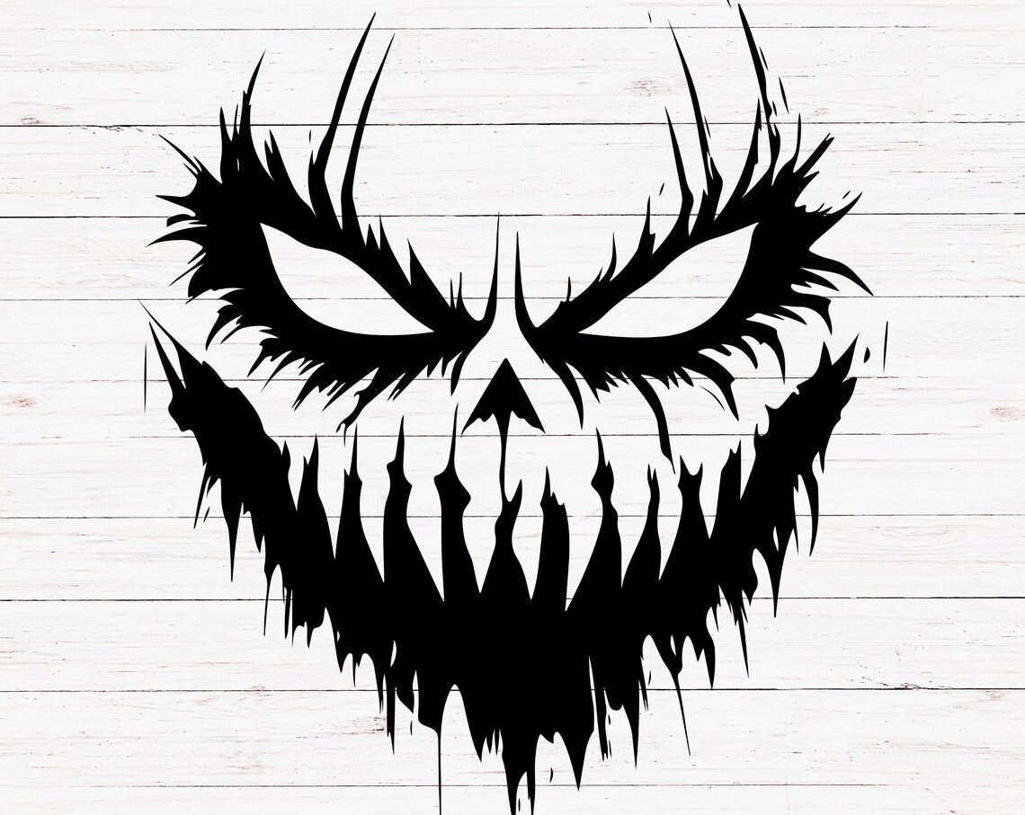Halloween Svg, Spooky Halloween Face SVG, Eerie Halloween Silhouette ...