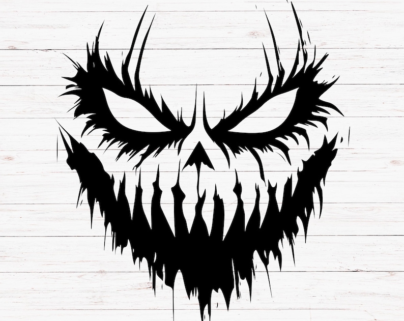 Halloween Svg, Spooky Halloween Face SVG, Eerie Halloween Silhouette ...