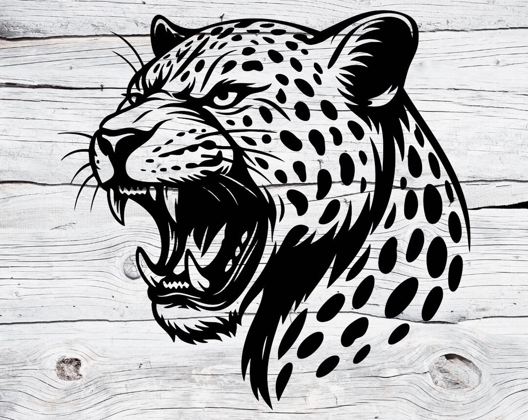 Leopard Svg | Leopard Head SVG PNG | Roaring Wild Cat Silhouette Cut ...