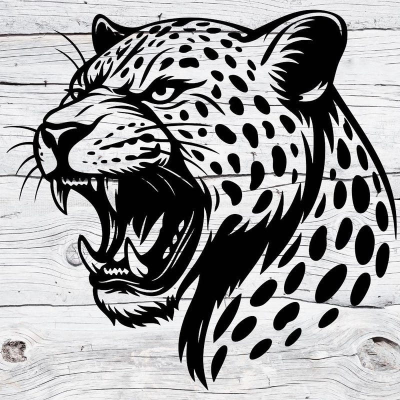 Leopard Roaring Svg - Etsy