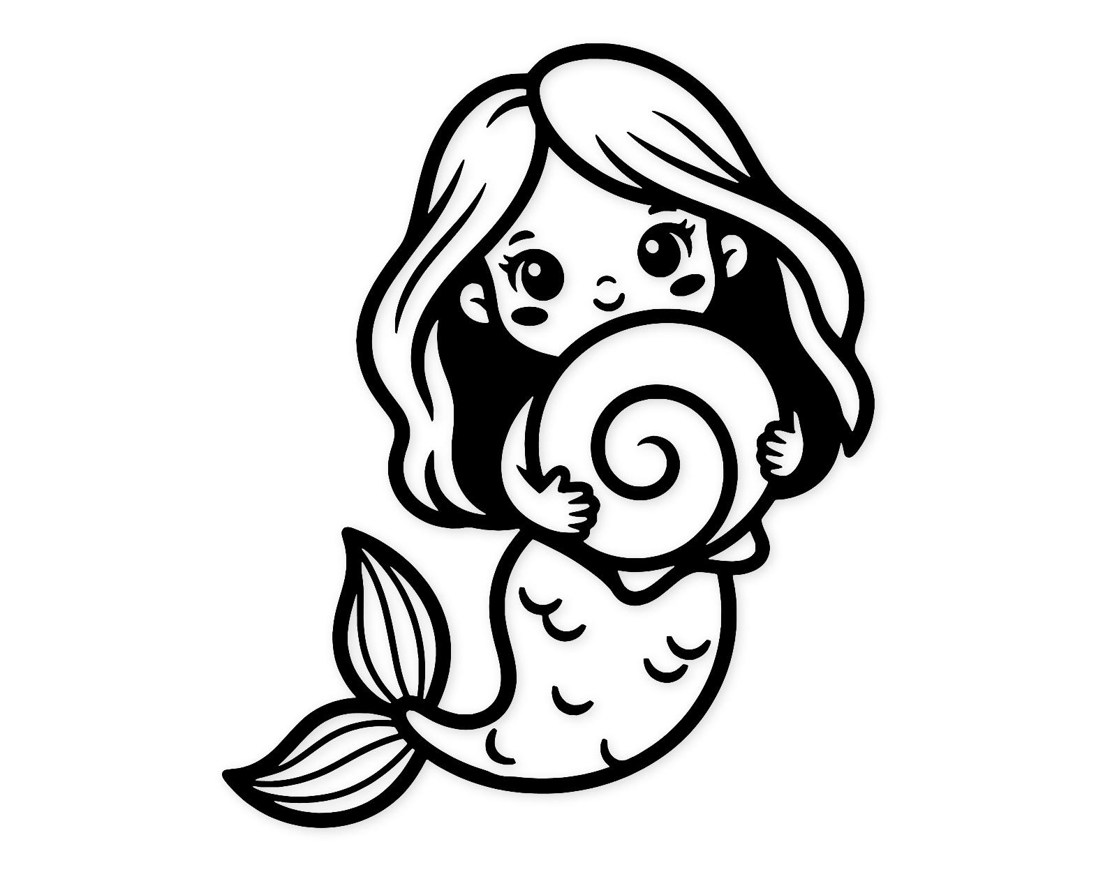 Mermaid With Seashell Svg Png: Cute Minimalist Design for Crafts - Etsy