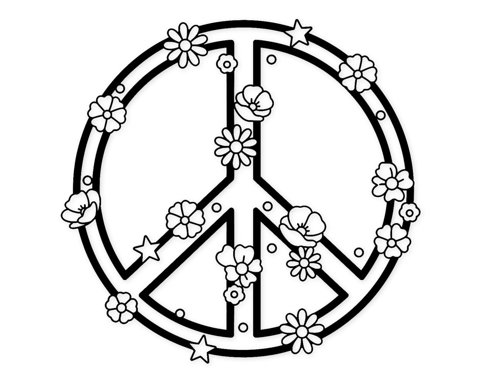 Peace Sign Svg Png: Floral Bold Design for Crafts - Etsy