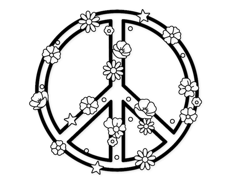 Peace Sign Svg Png: Floral Bold Design for Crafts - Etsy