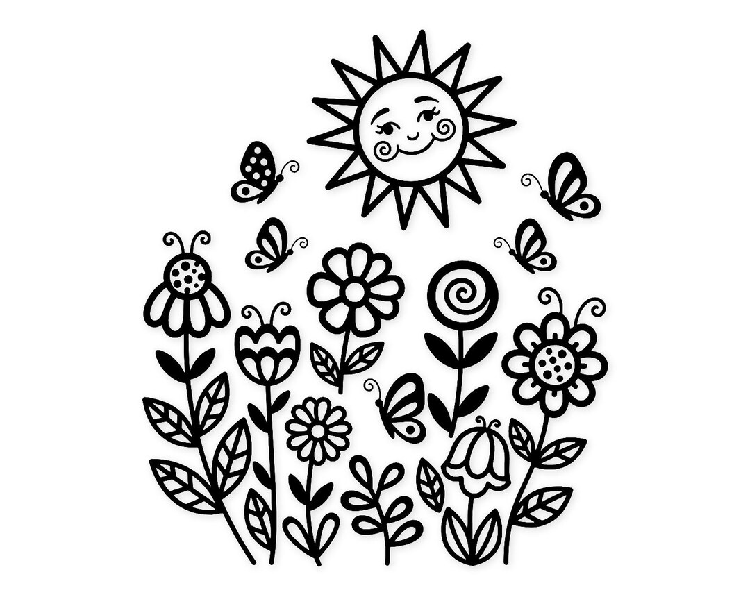 Blooming Garden Scene Svg Png: Cut Ready Digital Design for Cricut ...