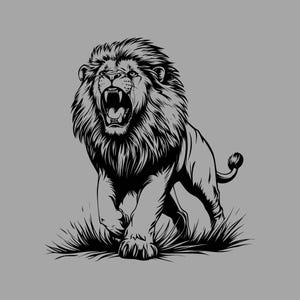 Lion Svg, Majestic Roaring Lion SVG, Lion Outline Clipart, Wild Safari ...